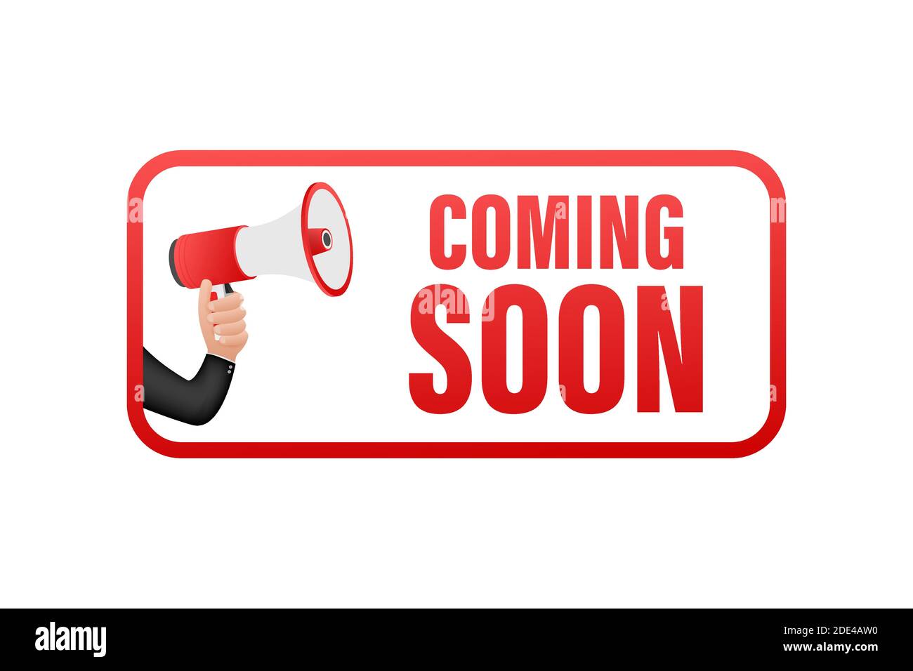 Megaphone label with coming soon. Megaphone banner. Web design. Vector ...