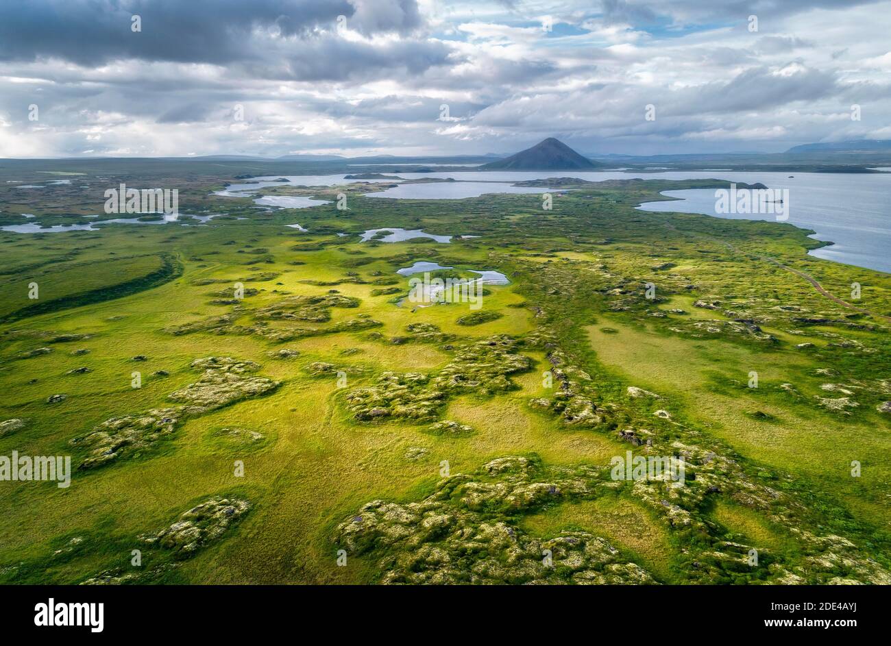 Finely structured landscape with green vegetation and small lakes and ...