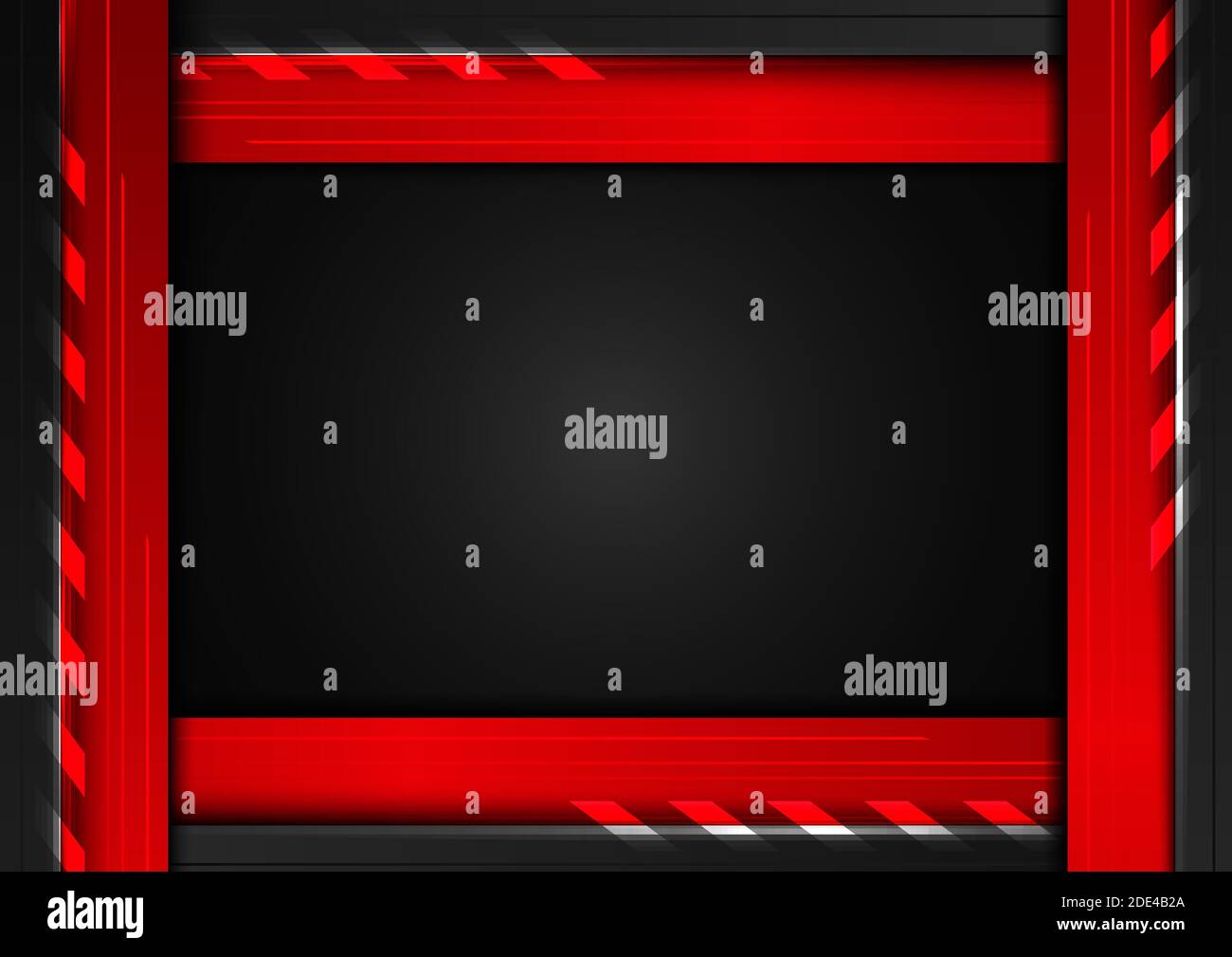Abstract technology concept geometric black and red frame with lighting ...