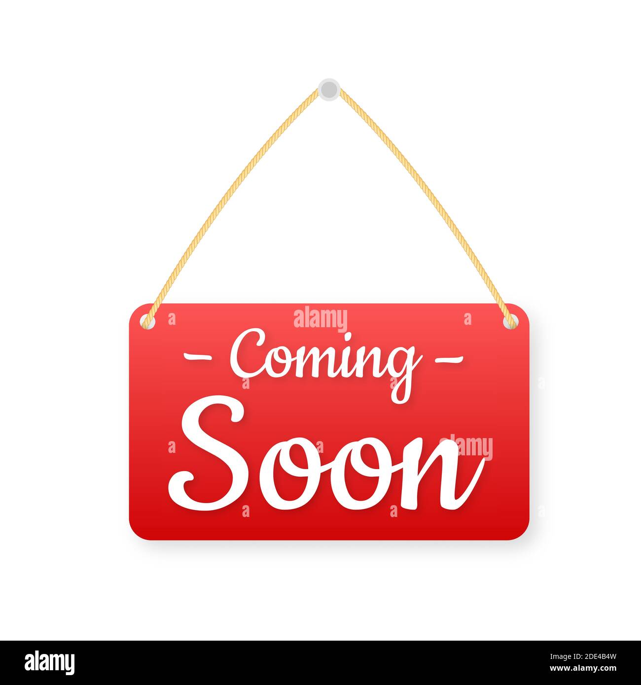 Coming soon hanging sign on white background. Sign for door. Vector ...