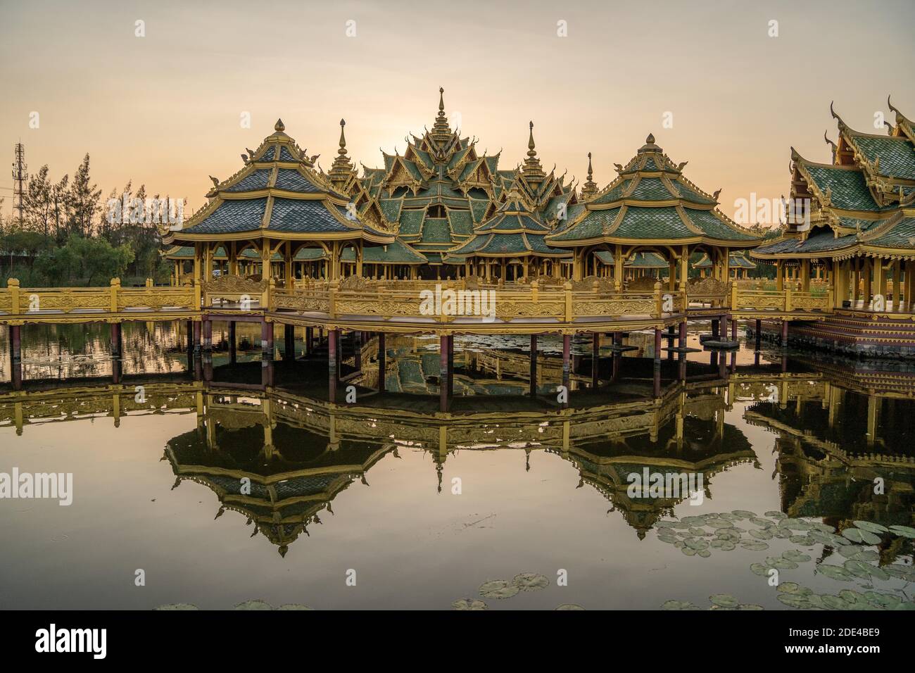 Hexagonal golden temple, Ancient City, Bangkok, Thailand Stock Photo ...