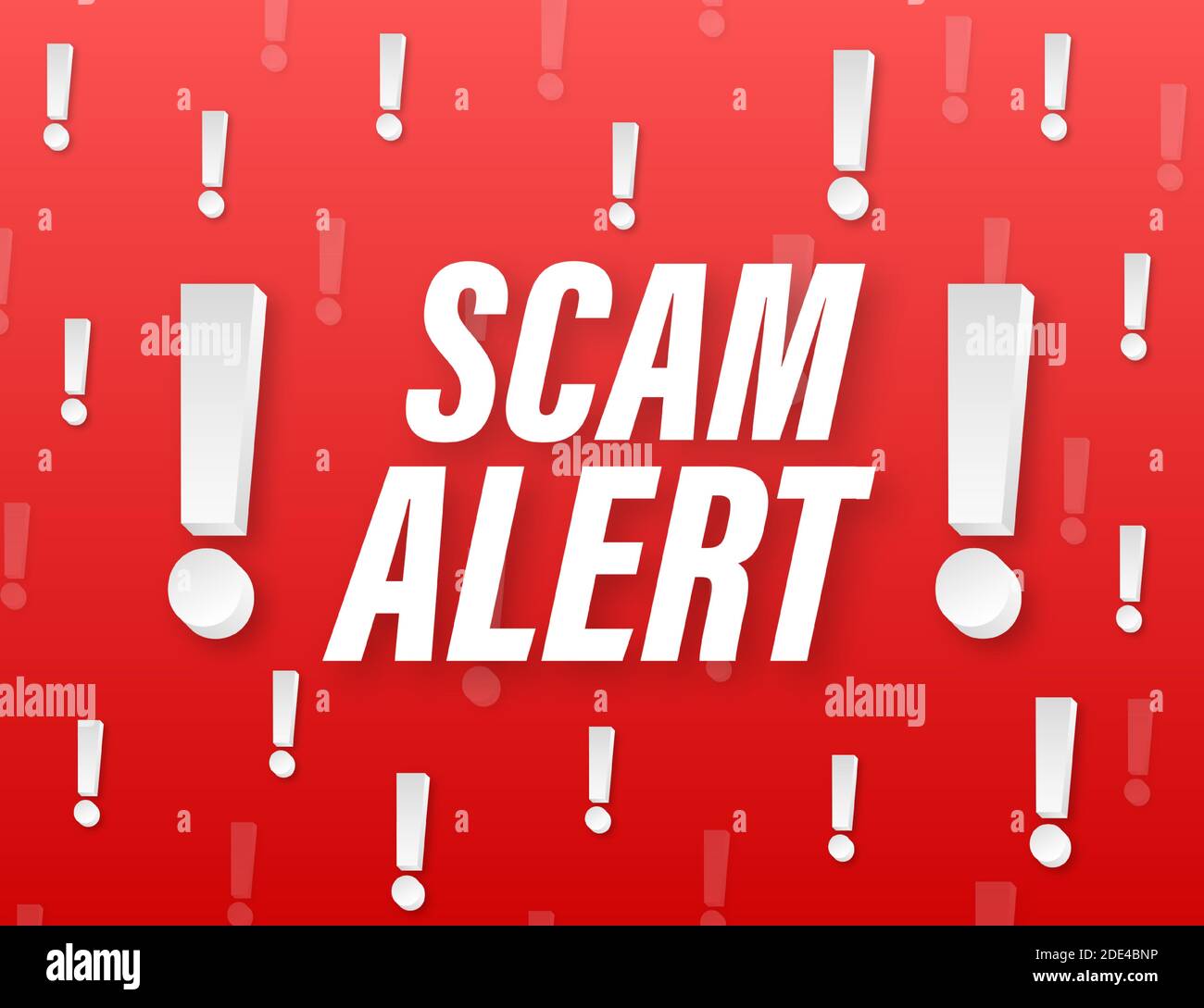 Banner with red scam alert. Attention sign. Cyber security icon ...