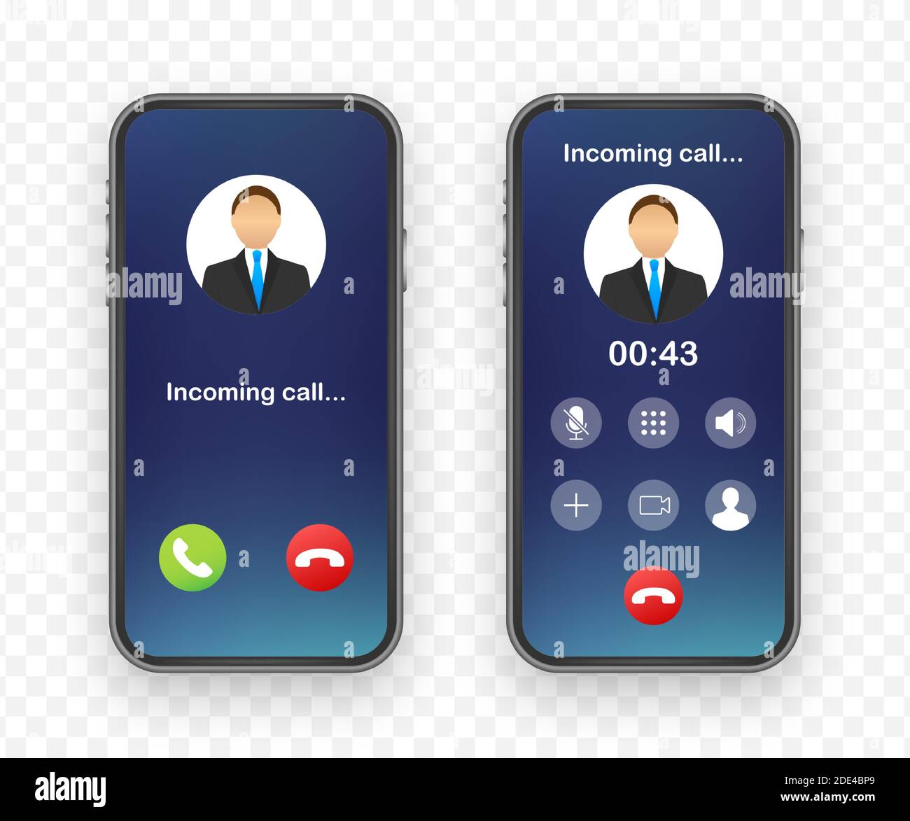 Smartphone with incoming call on display. Incoming call. Vector stock ...