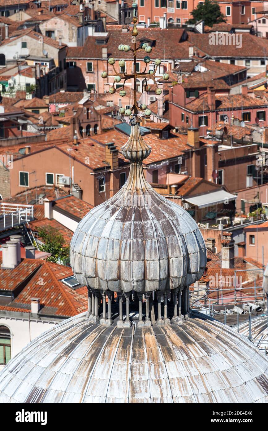 Dome of St. Mark's Cathedral, back roofs of Venice, St. Mark's Square ...