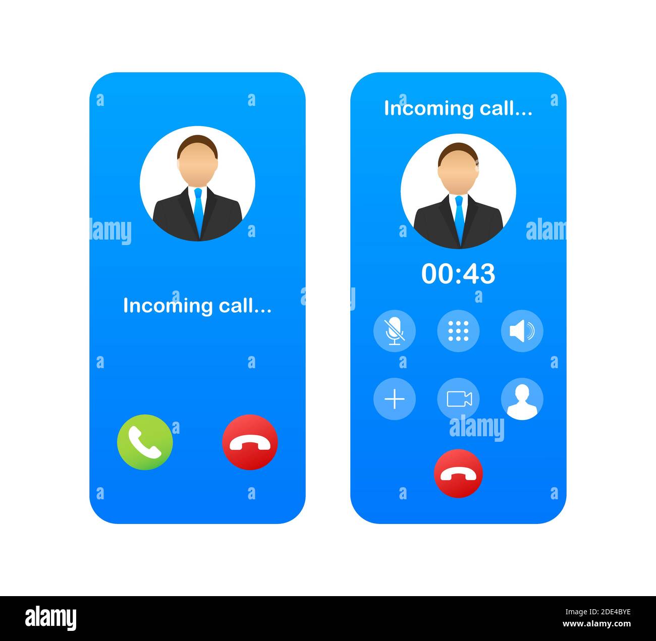 Smartphone with incoming call on display. Incoming call. Vector stock ...