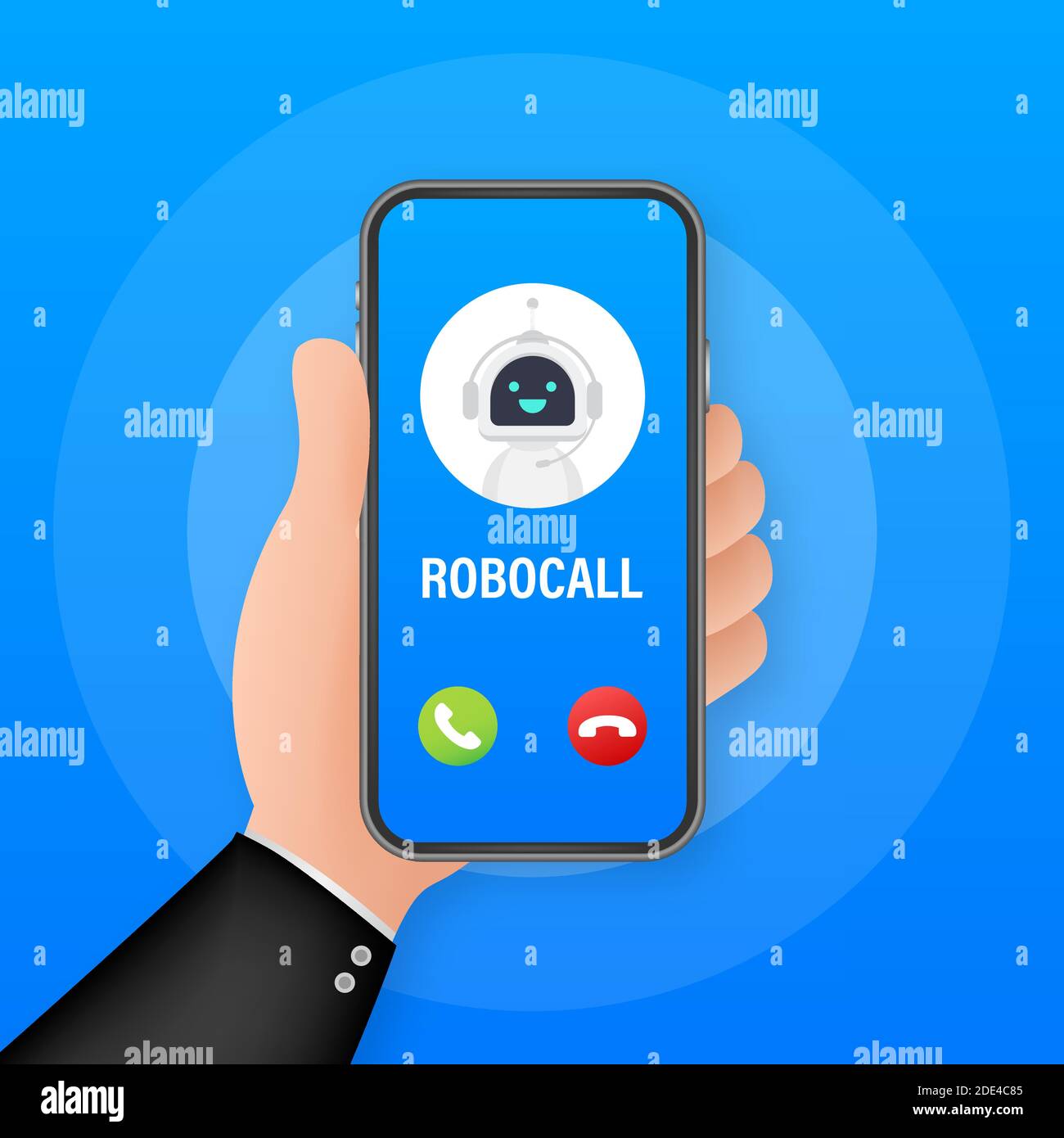Business card with robo call. Mobile phone. Robo call. Cpam. Vector ...