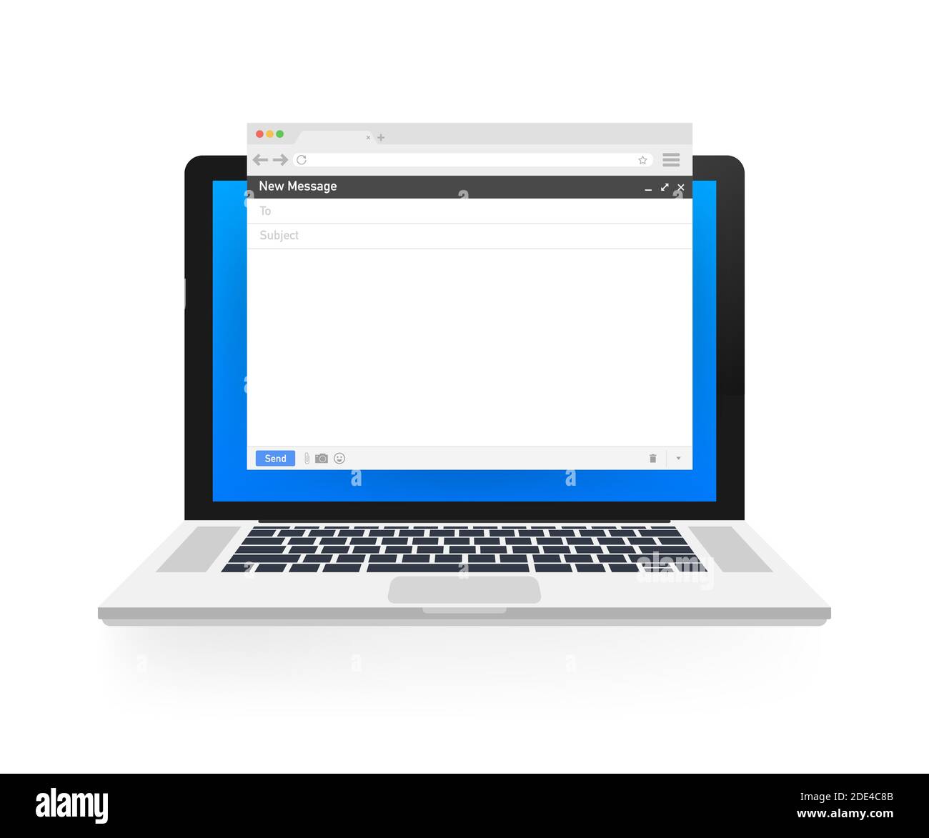 Email template. Blank e-mail browser window. Mail message web page vector frame. Vector ...