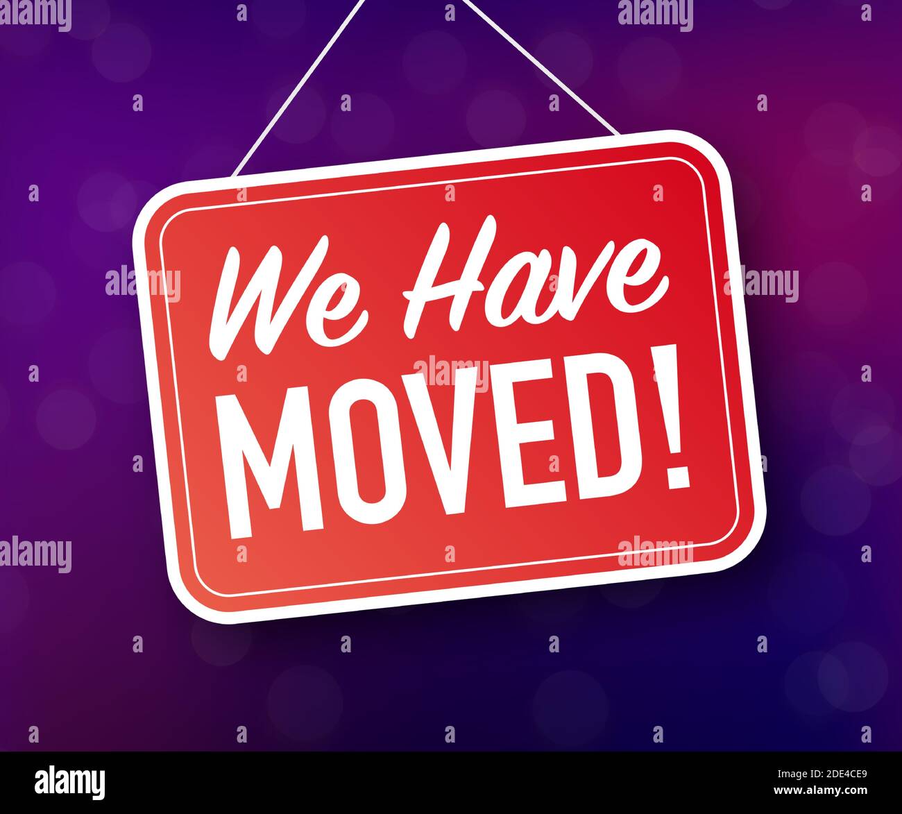 We have moved hanging sign on white background. Sign for door. Vector ...