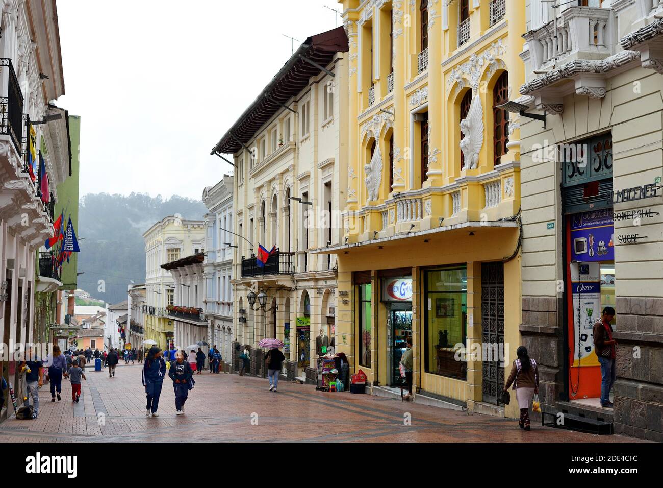 Alley in the old town, Quito, Pichincha Province, Ecuador Stock Photo ...