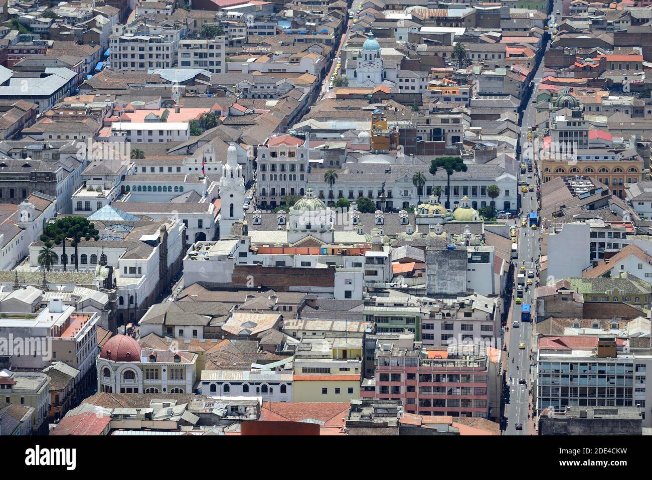 View of the capital from the Mirador de Panecillo viewpoint, Quito ...