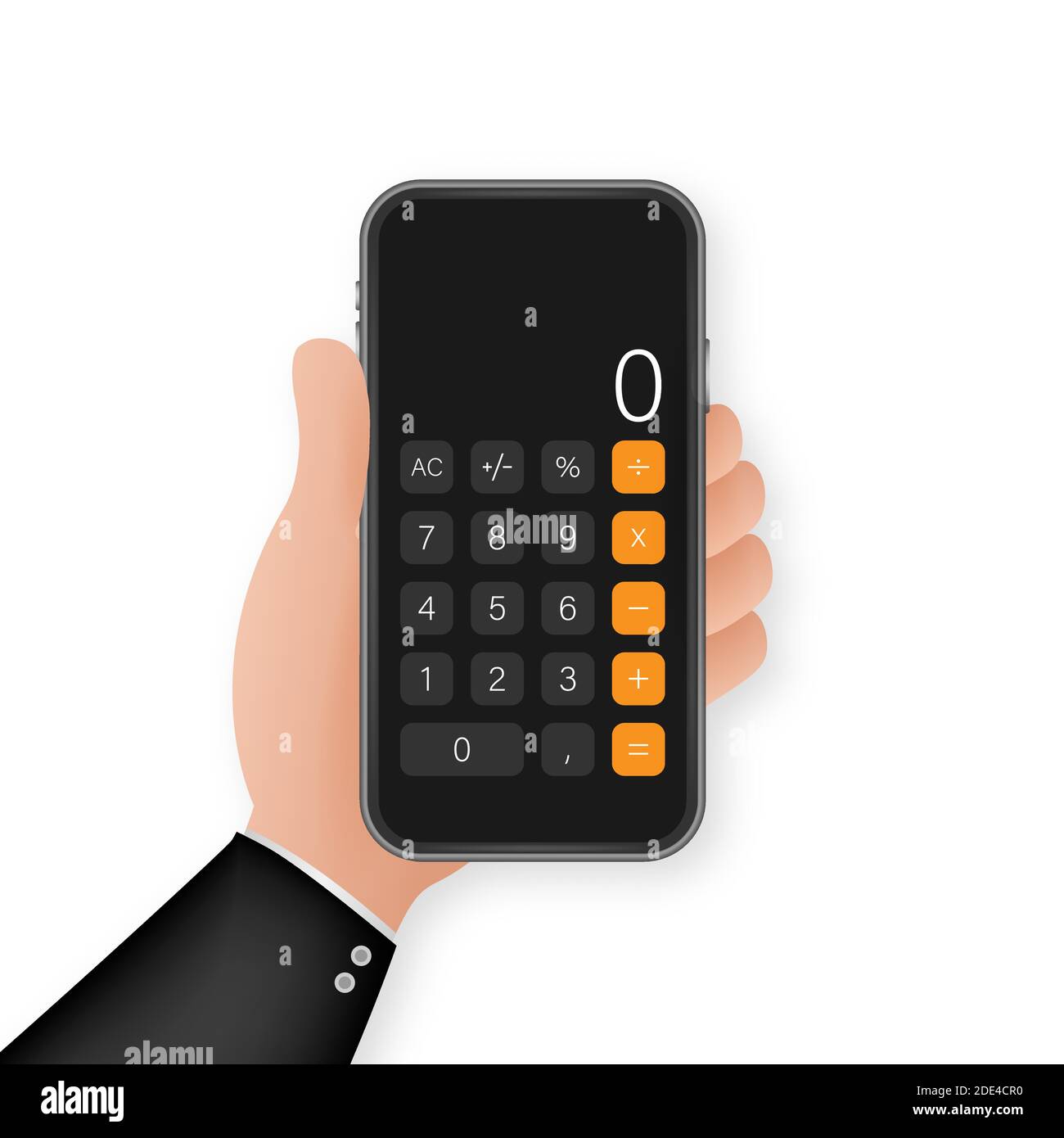 Button with black calculator smartphone. Mobile app interface. Phone ...