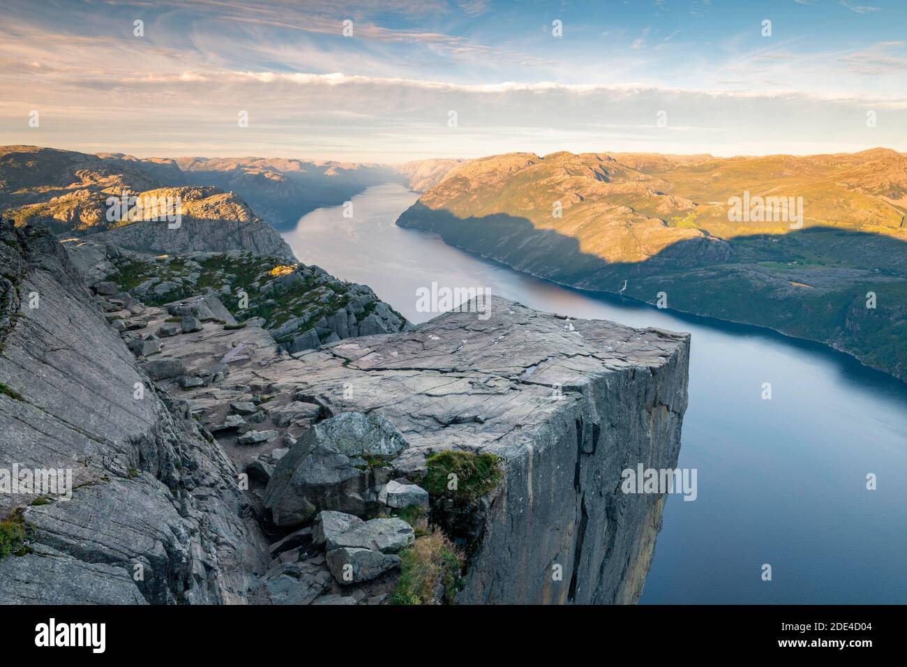 Rock Pulpit Preikestolen on the Lysefjord, Rogaland, Norway Stock Photo ...