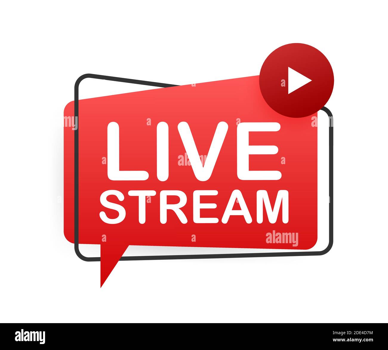 Live stream flat logo - red vector design element with play button ...