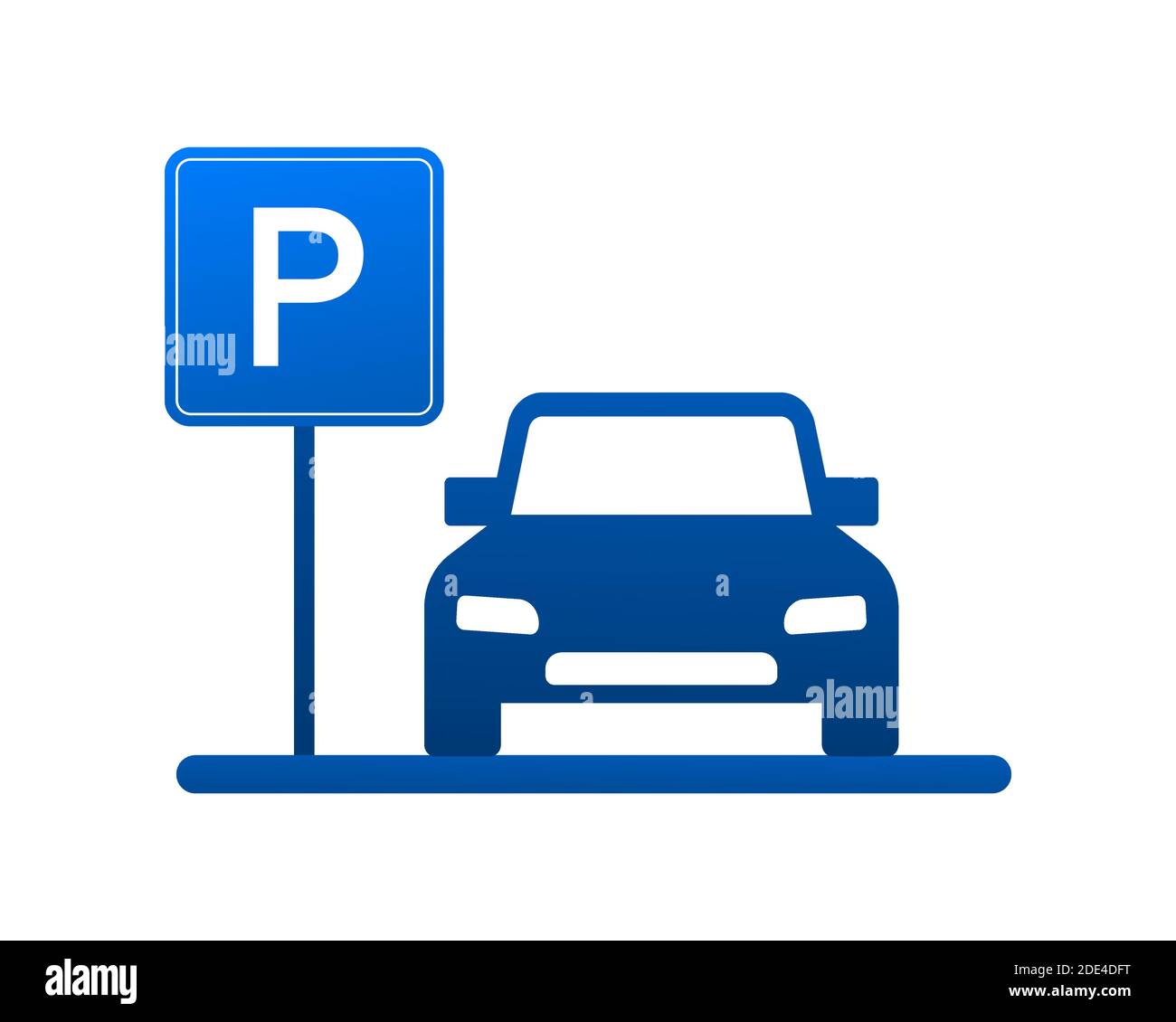 Template with blue parking. Logo, icon, label. Parking on white ...