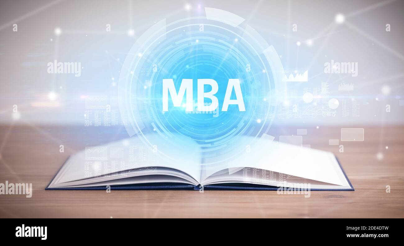 Open book with MBA abbreviation, modern technology concept Stock Photo ...
