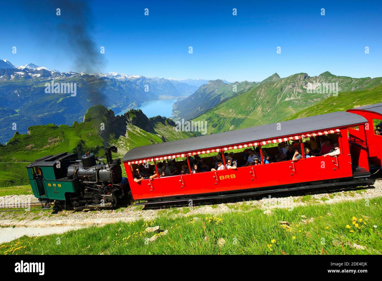 Brienz Rothorn Railway, view from the Brienz Rothorn, Lake Brienz, Bern ...