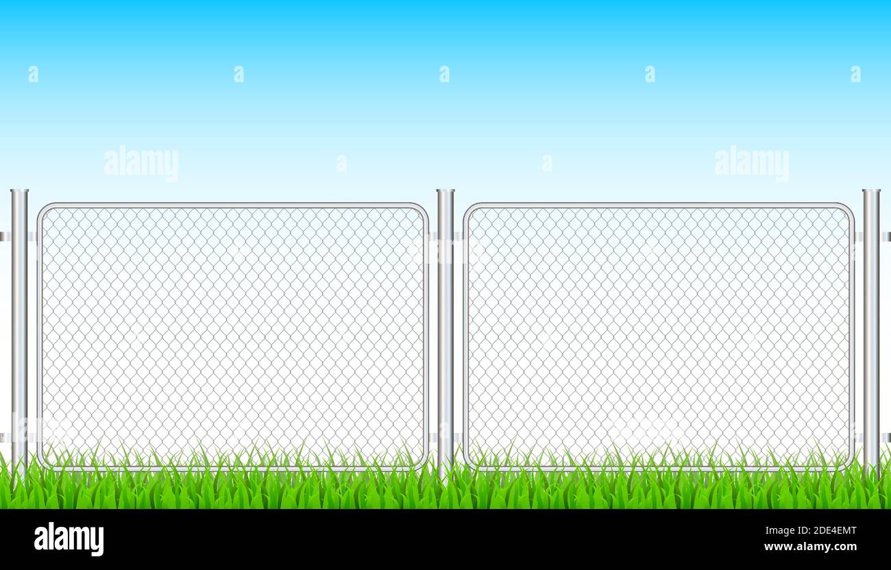 Fence wire metal chain link. Prison barrier, secured property. Vector ...