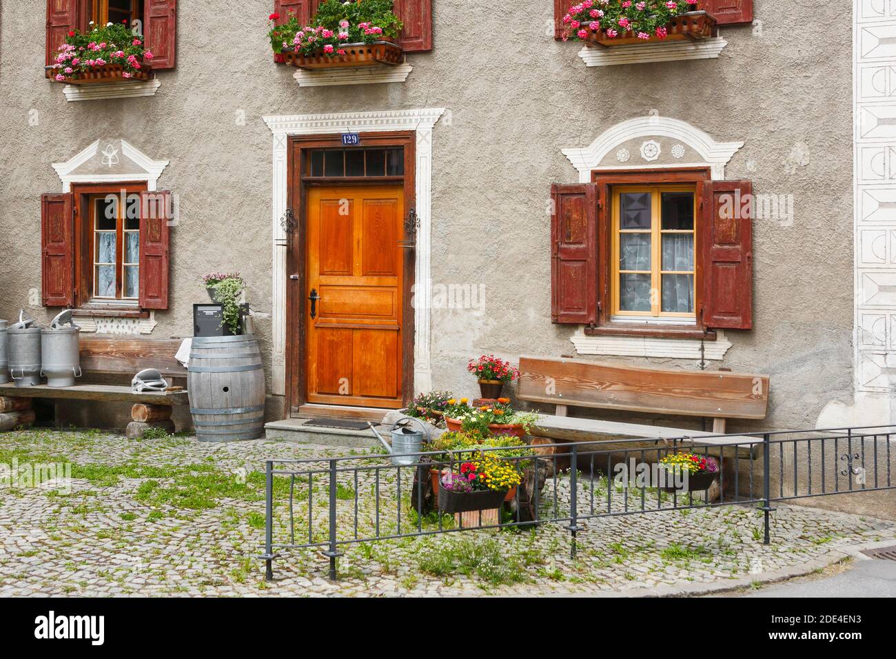 Old Grisons stone house, Berguen, Grisons, Switzerland Stock Photo - Alamy