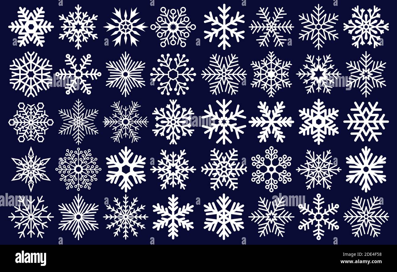 Icon collection of many different snowflakes - Vector illustration ...