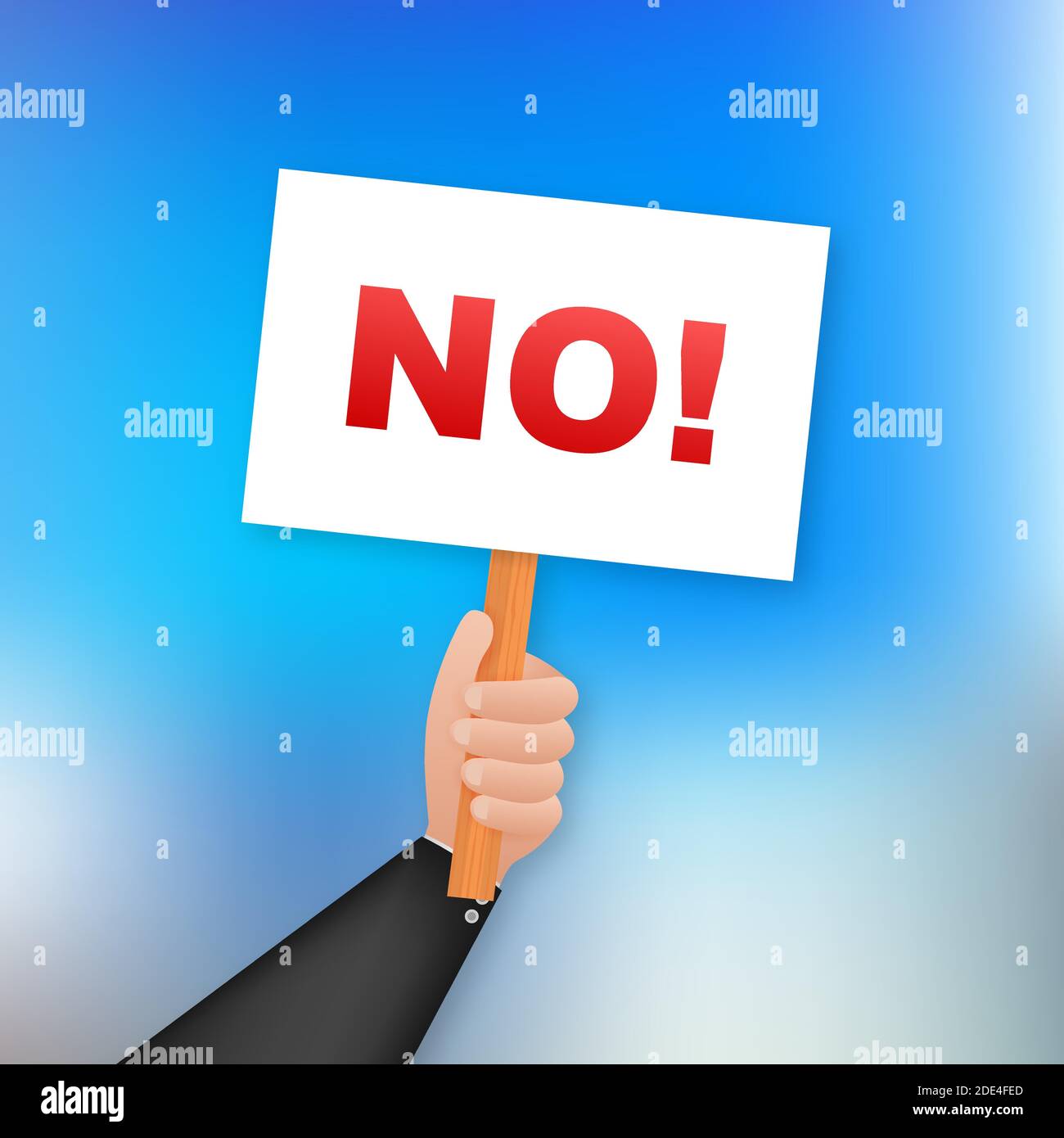 No sign. Cartoon poster with hand holding placard for banner design ...