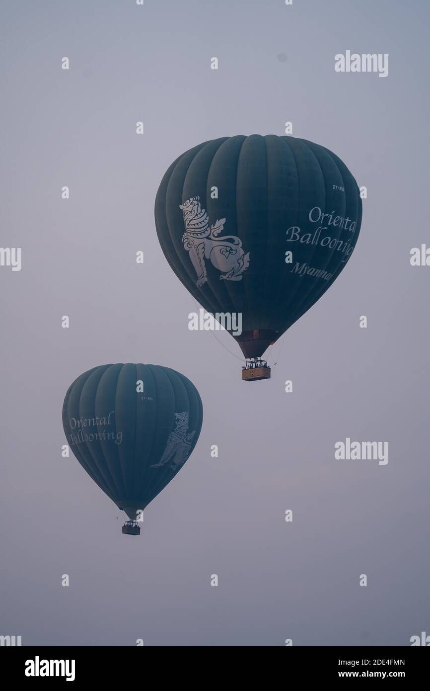 Two blue balloons in the air, Bagan, Myanmar Stock Photo - Alamy