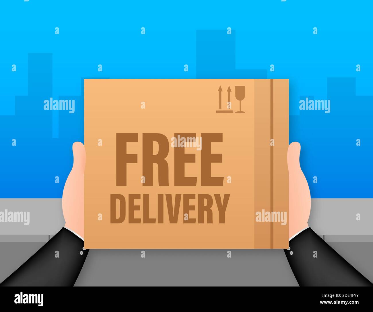 Free delivery. Web banner for Delivery Services and E-Commerce. Vector ...