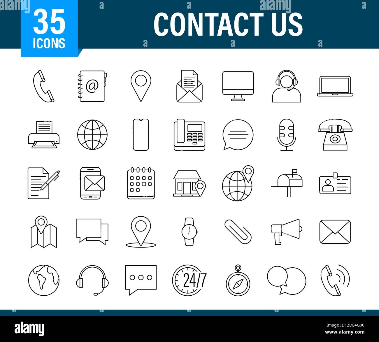 Trendy icon with contact us Thin line business icon set. for web design ...