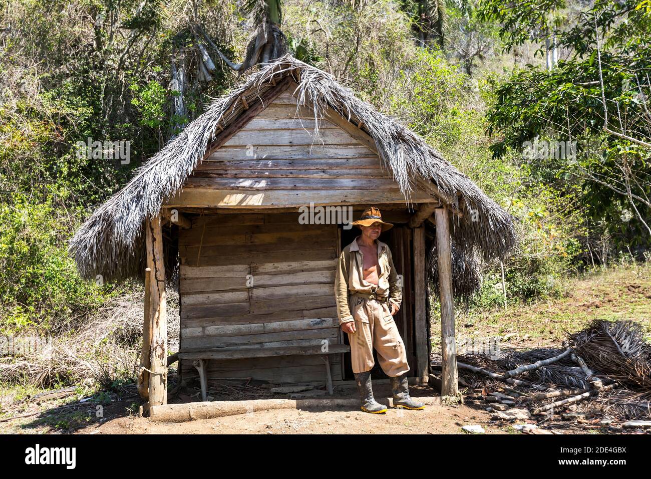 Cuban farmer in front of his hut, Vinales valley, Cuba Stock Photo - Alamy