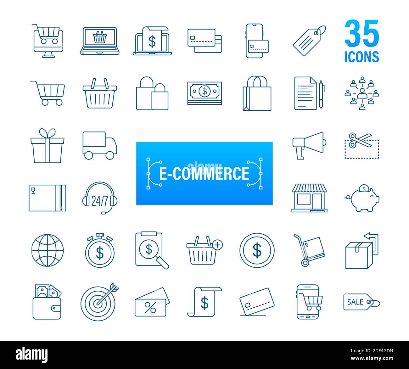 Shopping set icon for web design. E commerce. Discount coupon. Business ...