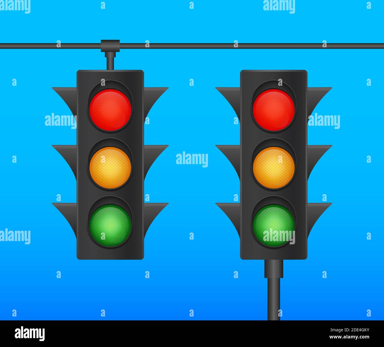 Traffic lights banner on blue background. Vector stock illustration ...