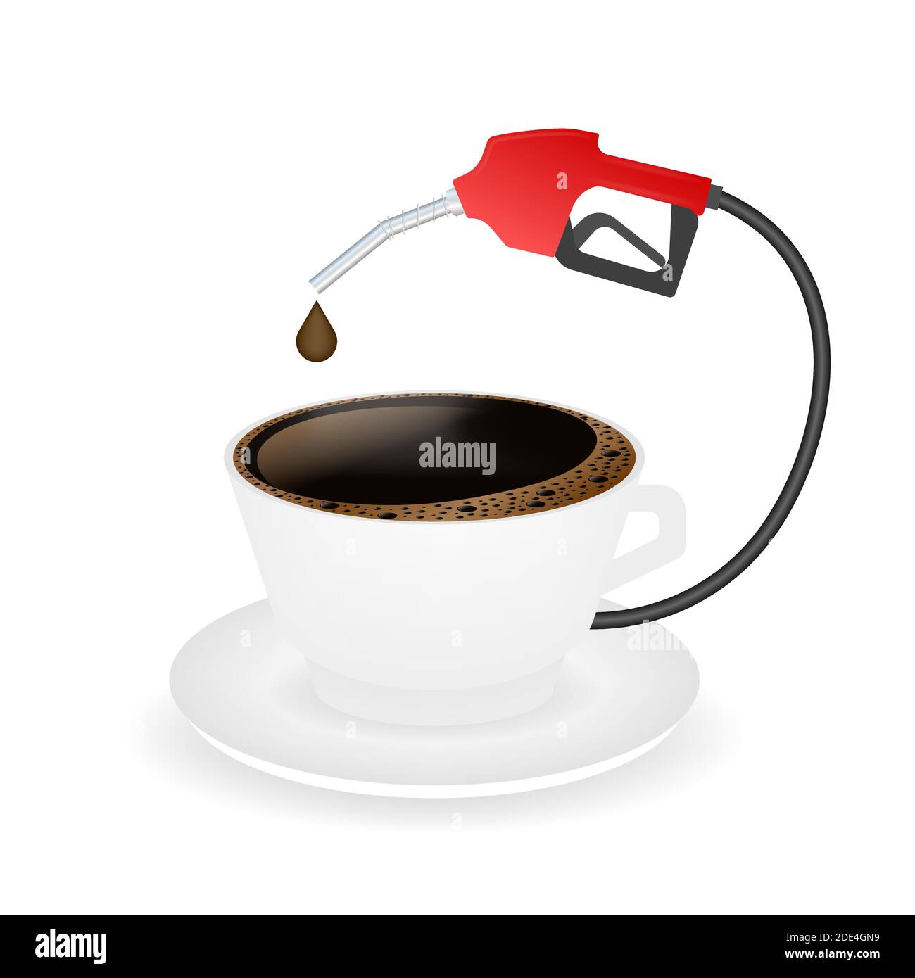 Hot coffee in a white cup and saucer. Coffee is power. Vector stock ...