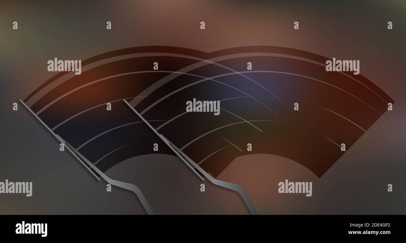 Car windscreen wipe glass, wiper cleans the windshield. Vector stock ...