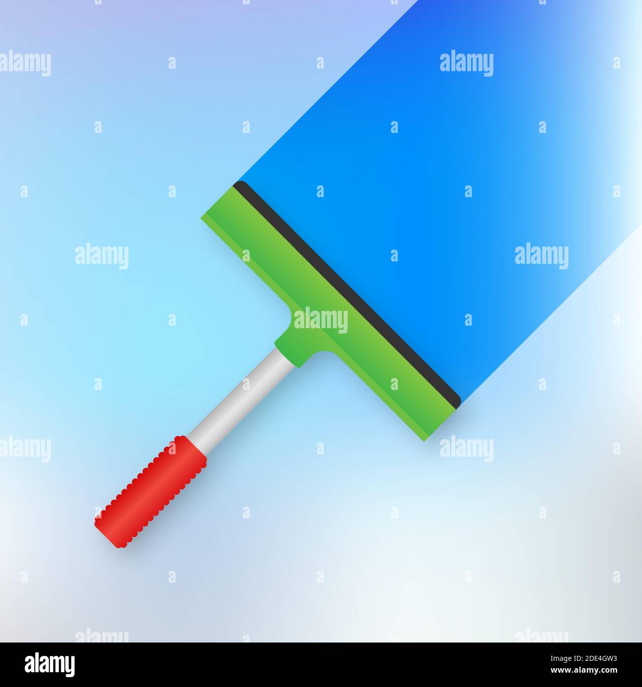 Window cleaning in modern style. Glass scraper glides over the glass ...