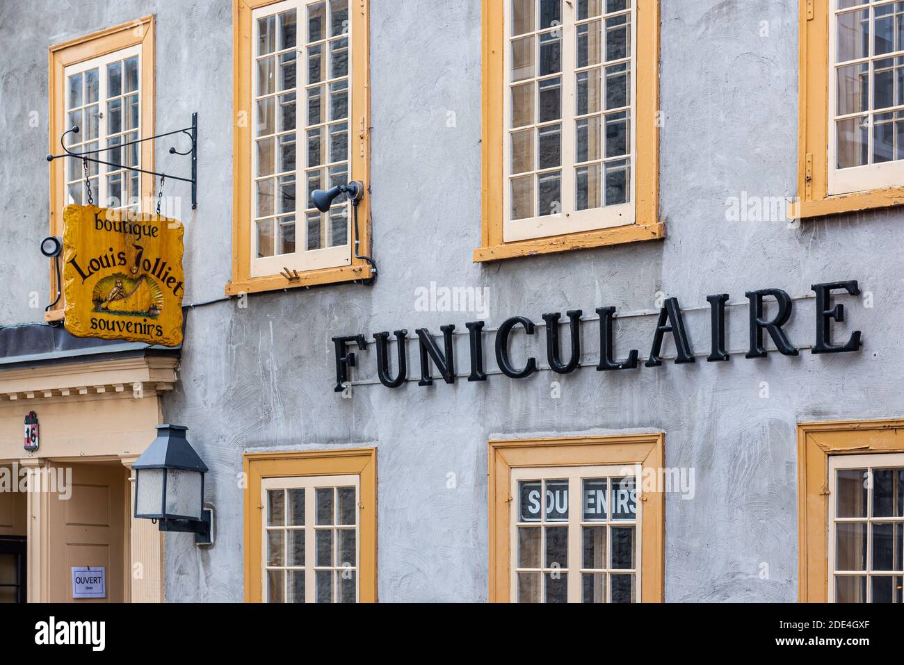 Reception building of the old Quebec city funicular, Quebec, Canada ...