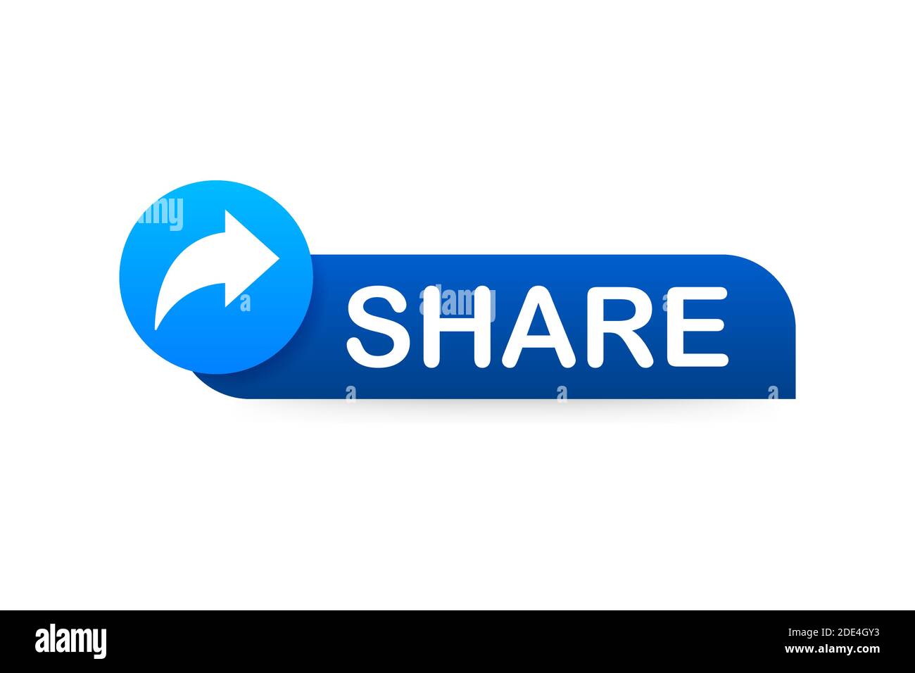 Share button in flat style on blue background. Social media. Vector ...