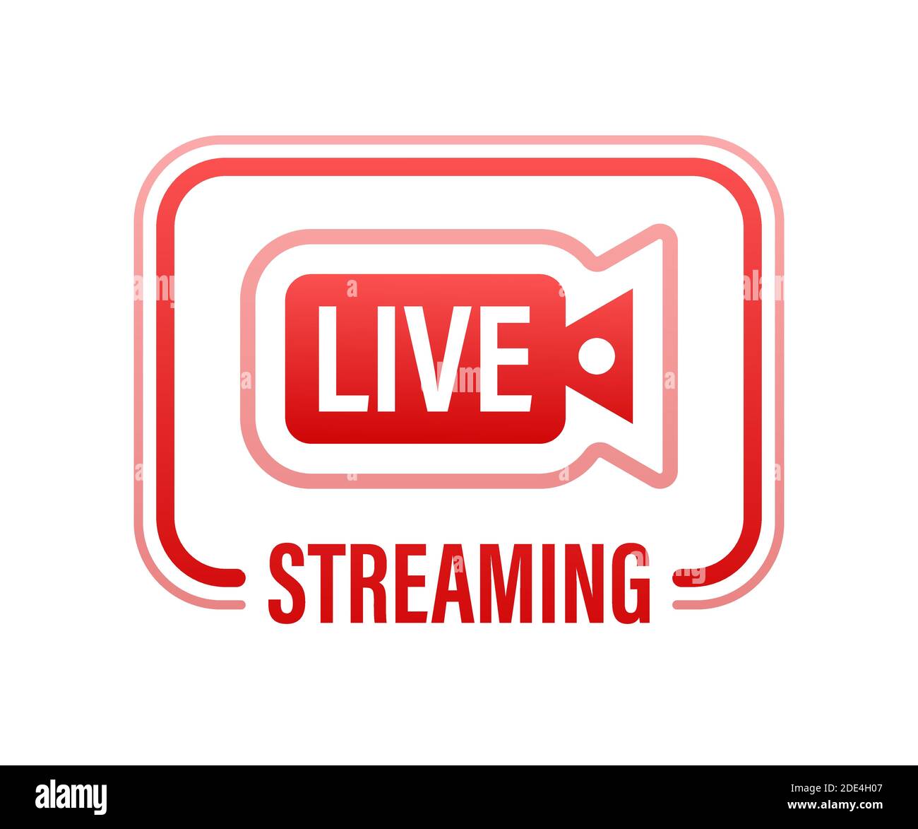 Live streaming flat logo - red vector design element with play button ...