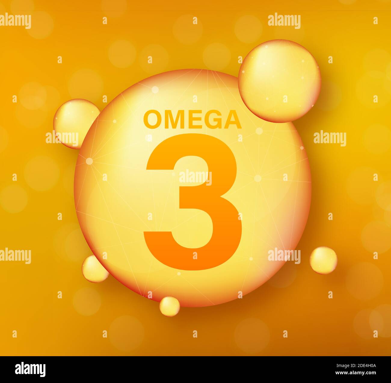 Omega 3 gold icon. Vitamin drop pill capsule. Shining golden essence ...