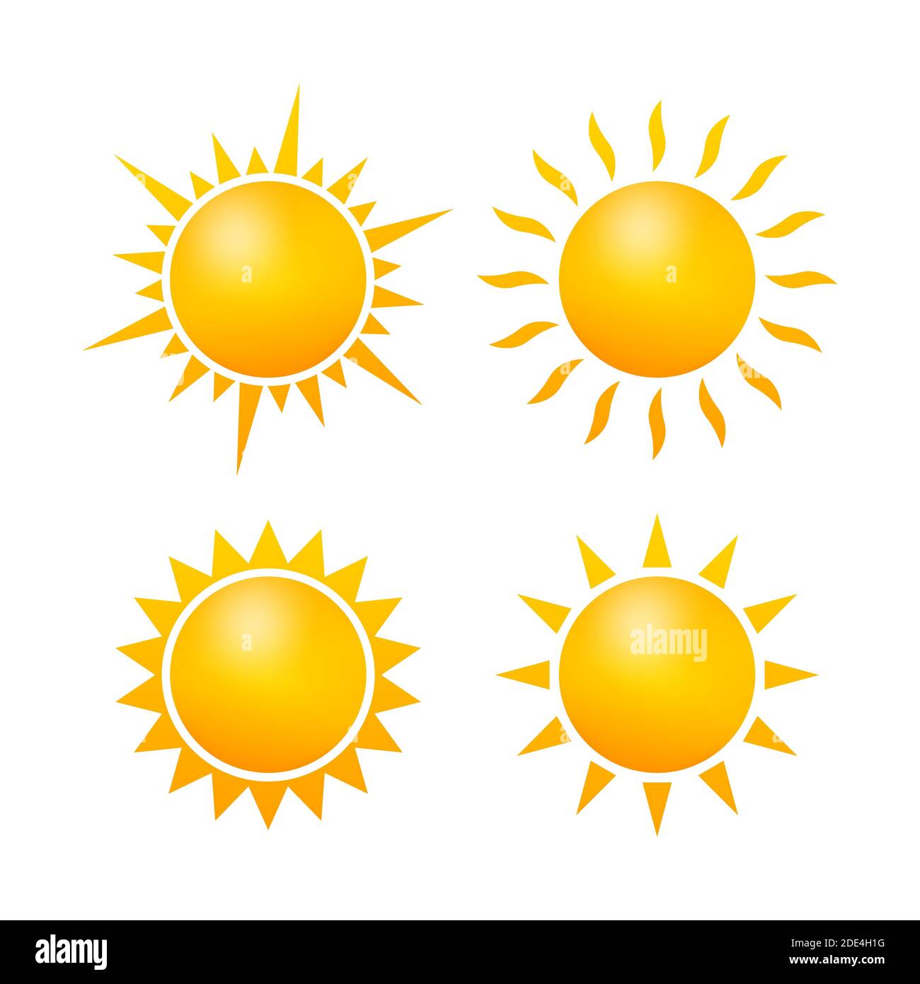 Set Realistic sun icon for weather design on white background. Vector ...