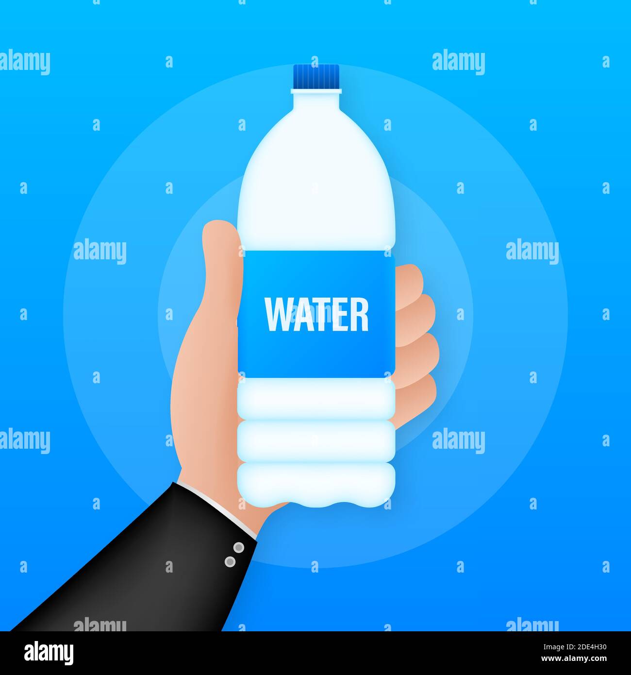 Blue water bottle on white background. Package design. Container mockup ...