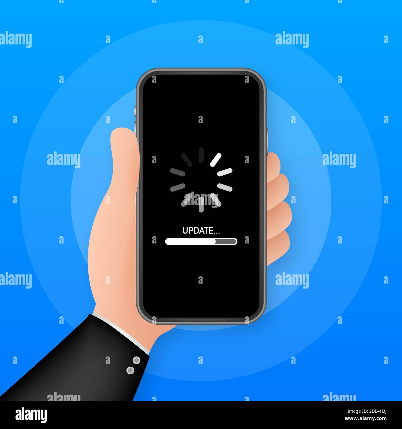 System software update, data update or synchronize with progress bar on ...