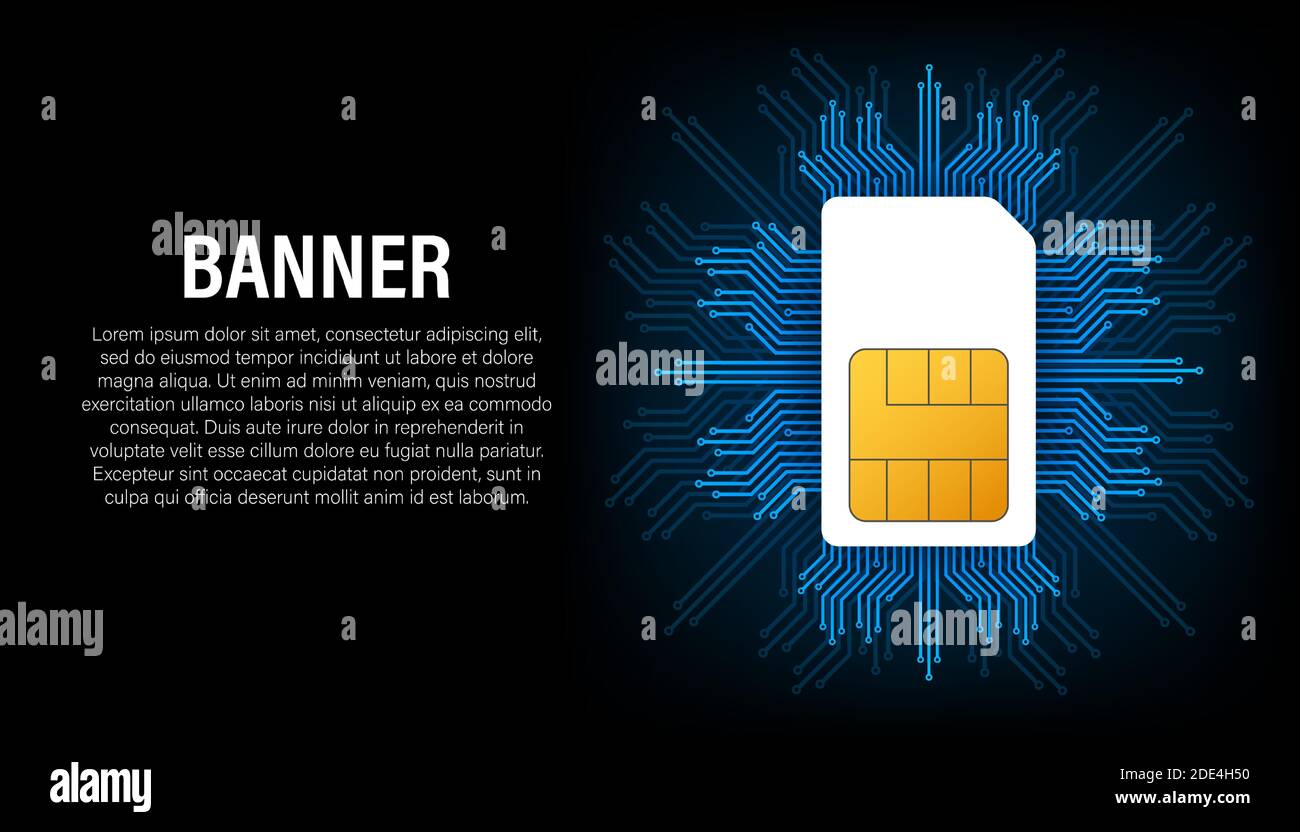 Sim card banner in abstract style on black background. Modern ...