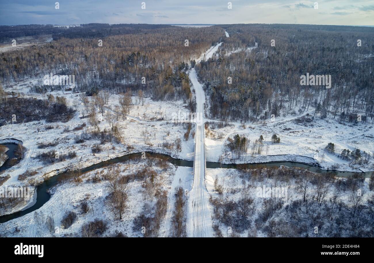 Siberia winter river road hi-res stock photography and images - Alamy