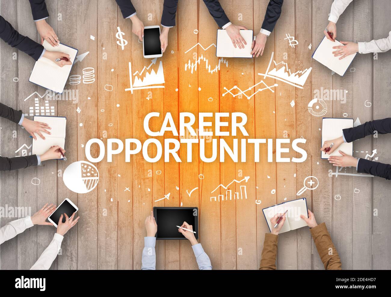 Group of Busy People Working in an Office with CAREER OPPORTUNITIES ...