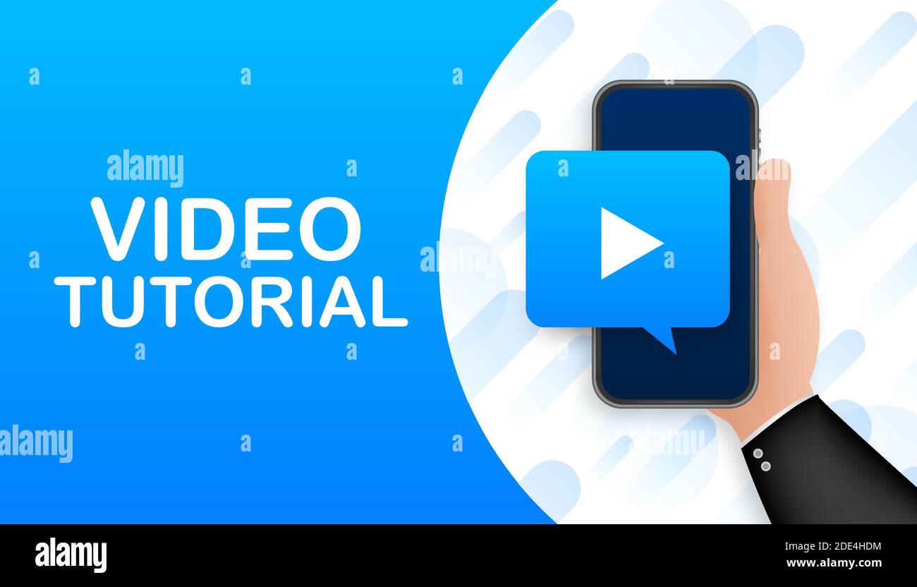 Video tutorials icon concept. Study and learning background, distance ...