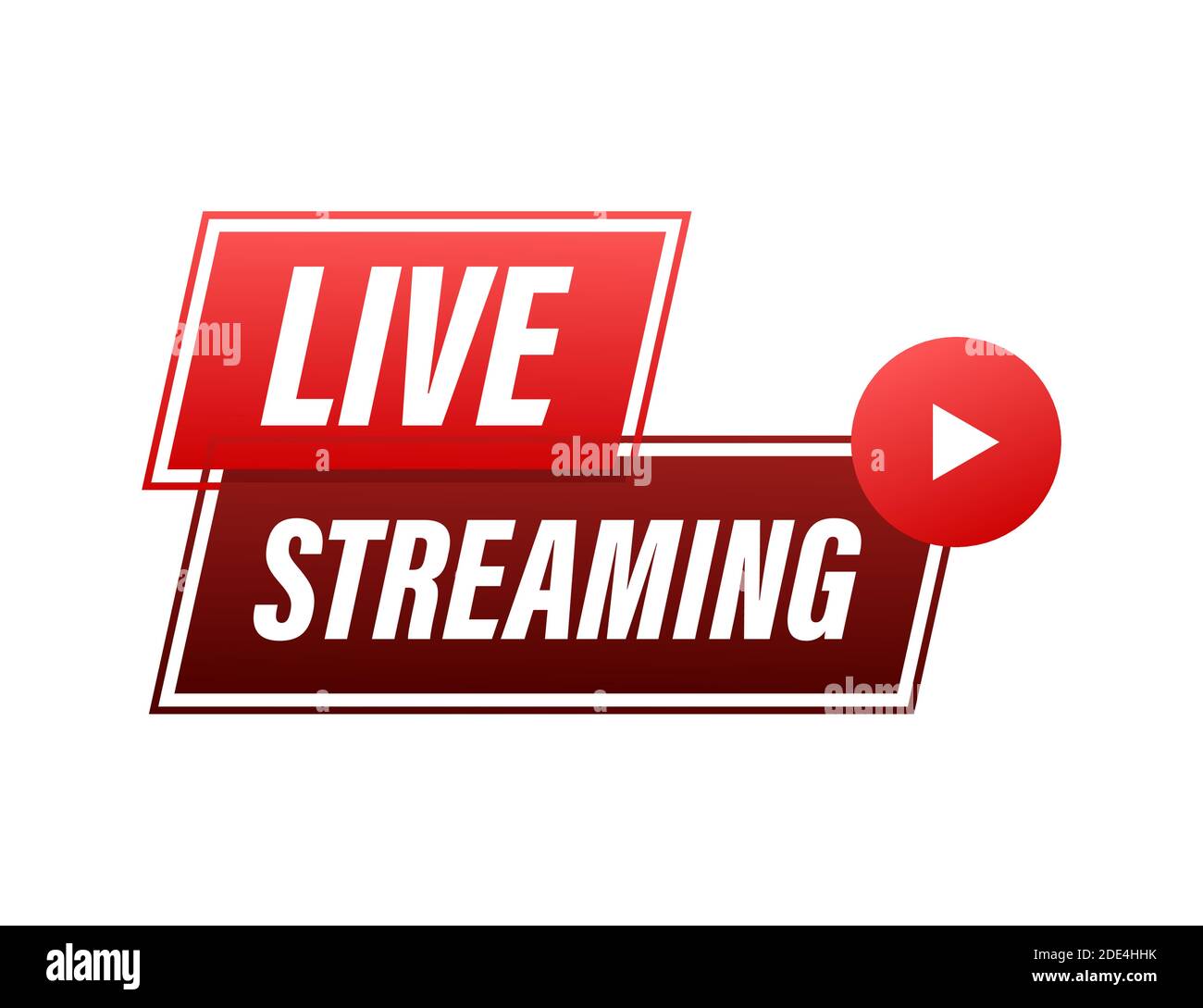 Live streaming flat logo - red vector design element with play button ...