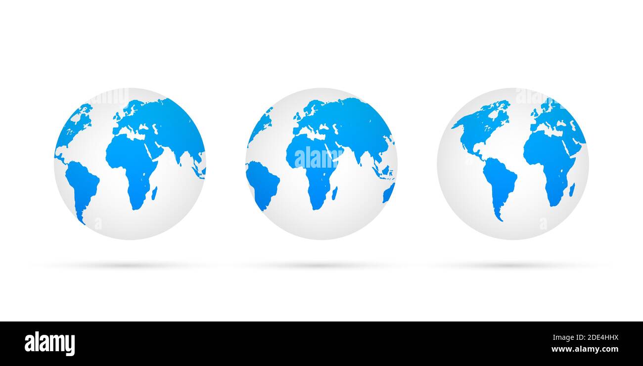 Earth globes isolated on white background. Flat planet Earth icon ...