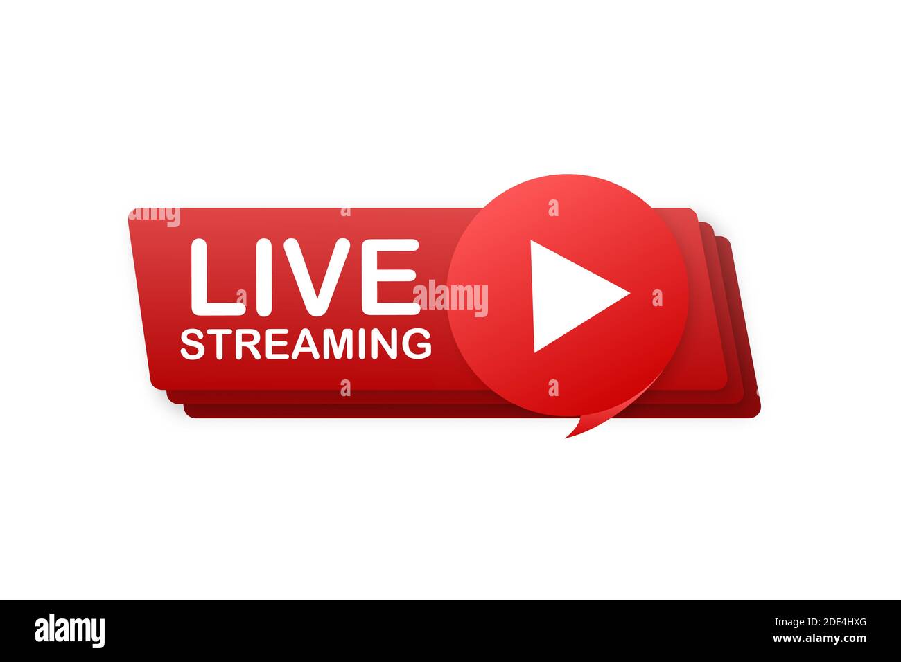 Live streaming flat logo - red vector design element with play button ...