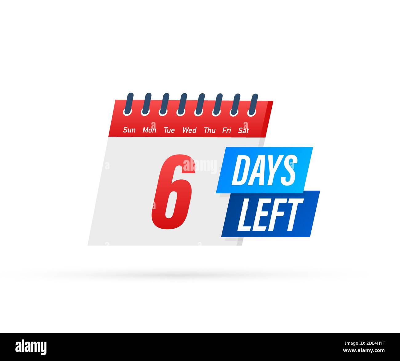 6 Days Left label on white background. Flat icon. Vector illustration ...