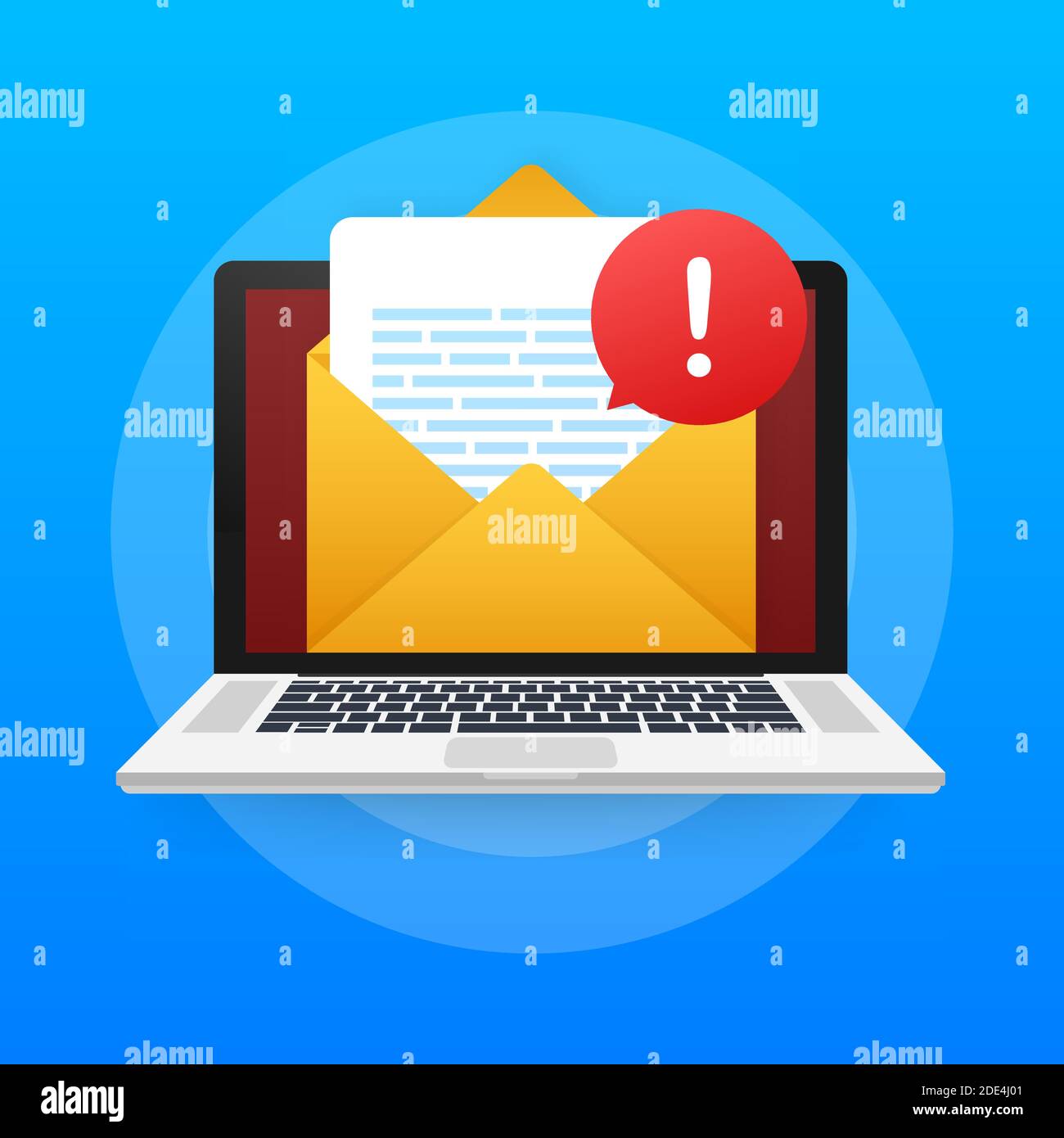 Alert message laptop notification. Danger error alerts, laptop virus ...