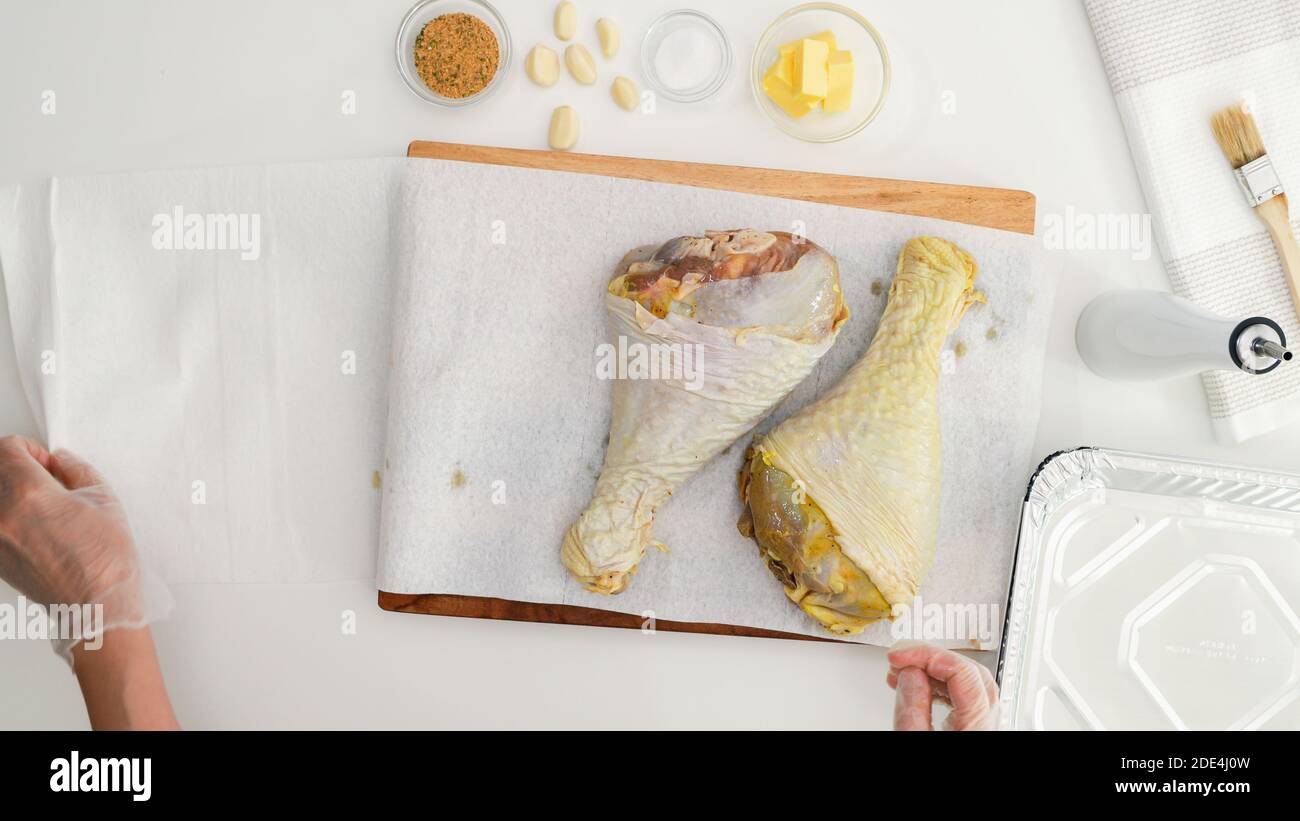 Marinated turkey legs. Pat the meat dry with a paper towel. Roasted ...